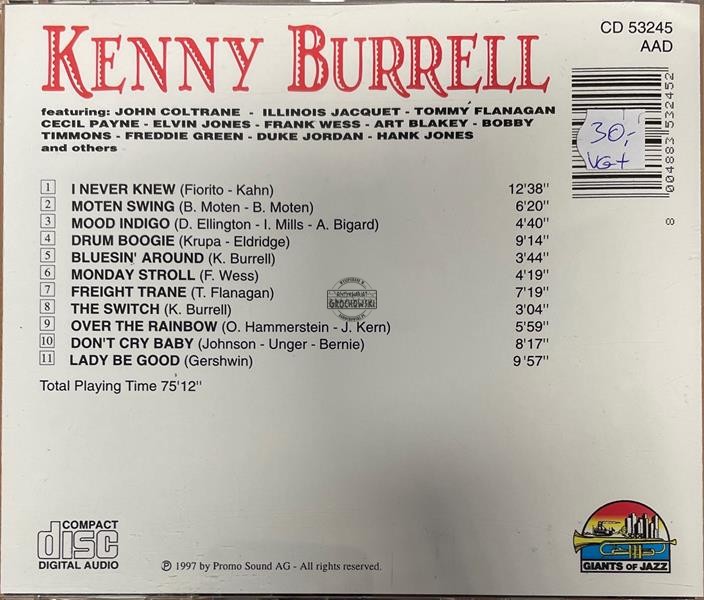 Kenny Burrell – Featuring John Coltrane, Illinois Jacquet, Tommy ...